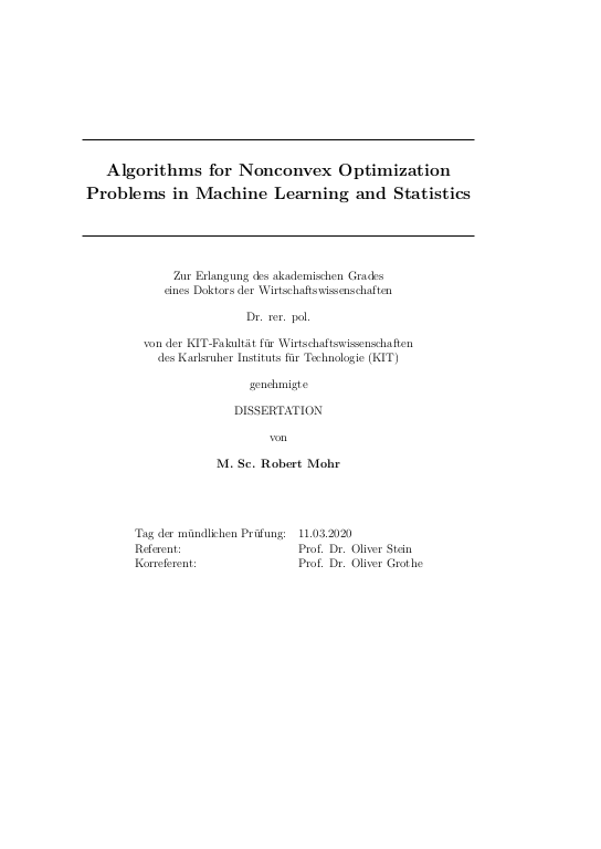 Algorithms for Nonconvex Optimization Problems in Machine Lear...