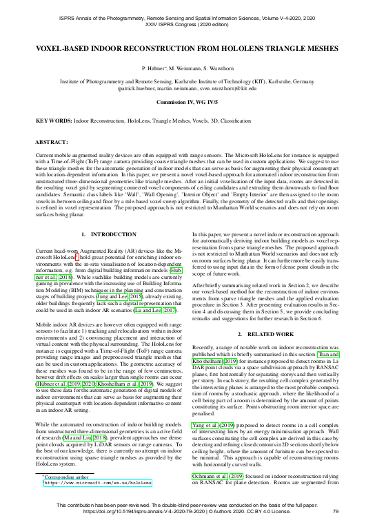 Voxel-Based Indoor Reconstruction from HoloLens Triangle Meshes