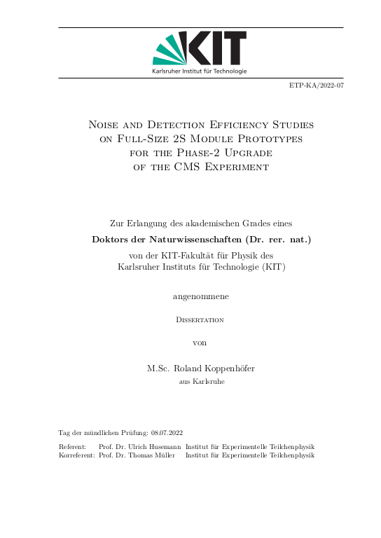 Noise and Detection Efficiency Studies on Full-Size 2S Module ...