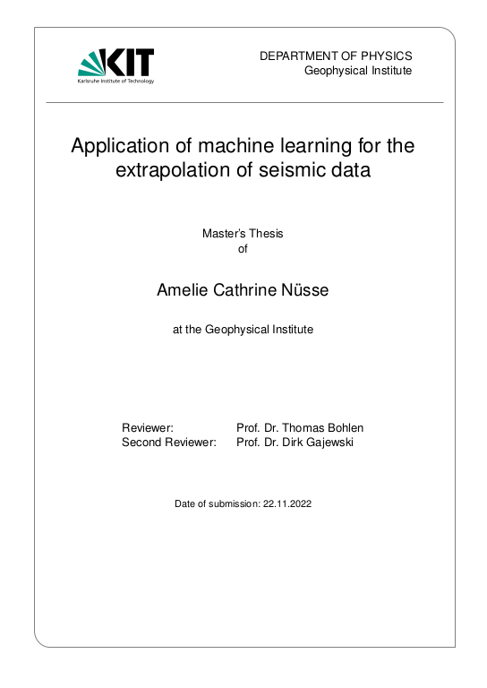 Application of machine learning for the extrapolation of seism...