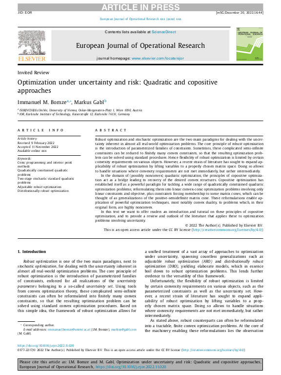 Optimization under uncertainty and risk: Quadratic and coposit...