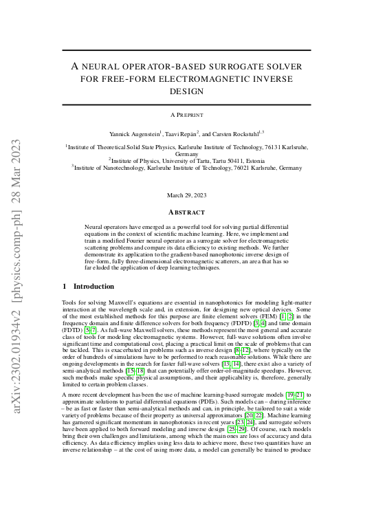 Neural Operator-Based Surrogate Solver for Free-Form Electroma...