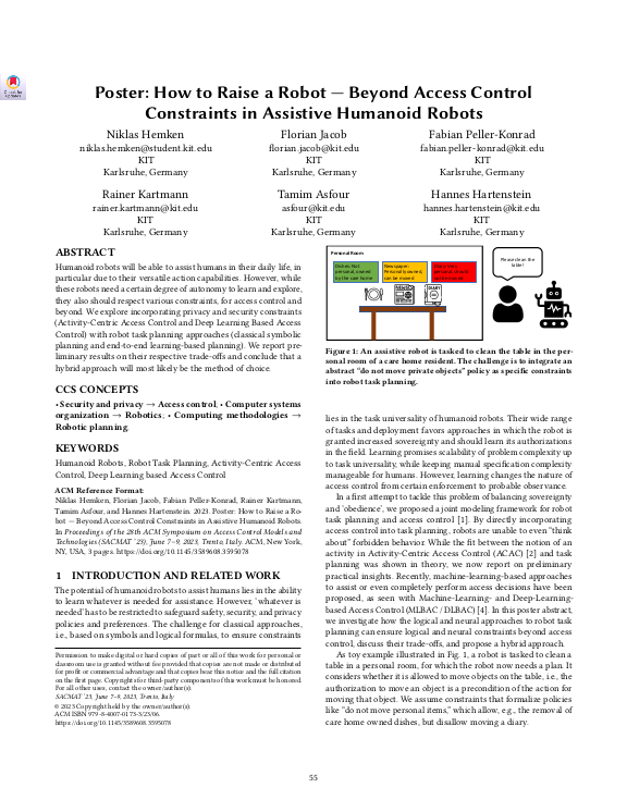 Poster: How to Raise a Robot - Beyond Access Control Constrain...