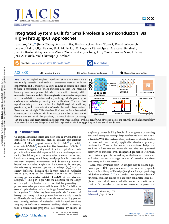 Integrated System Built for Small-Molecule Semiconductors via ...