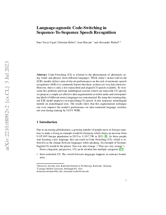 Language-agnostic Code-Switching in Sequence-To-Sequence Speec...