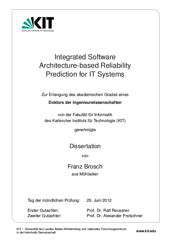 Integrated Software Architecture-Based Reliability Prediction ...