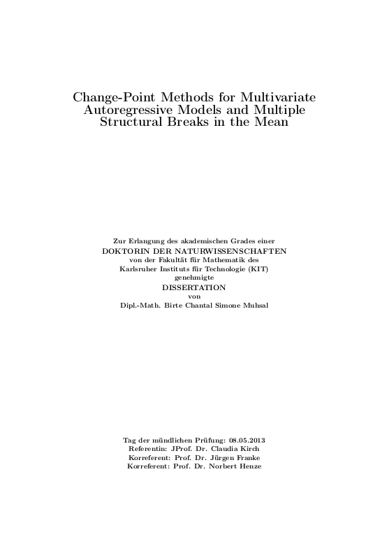 Change-Point Methods for Multivariate Autoregressive Models an...